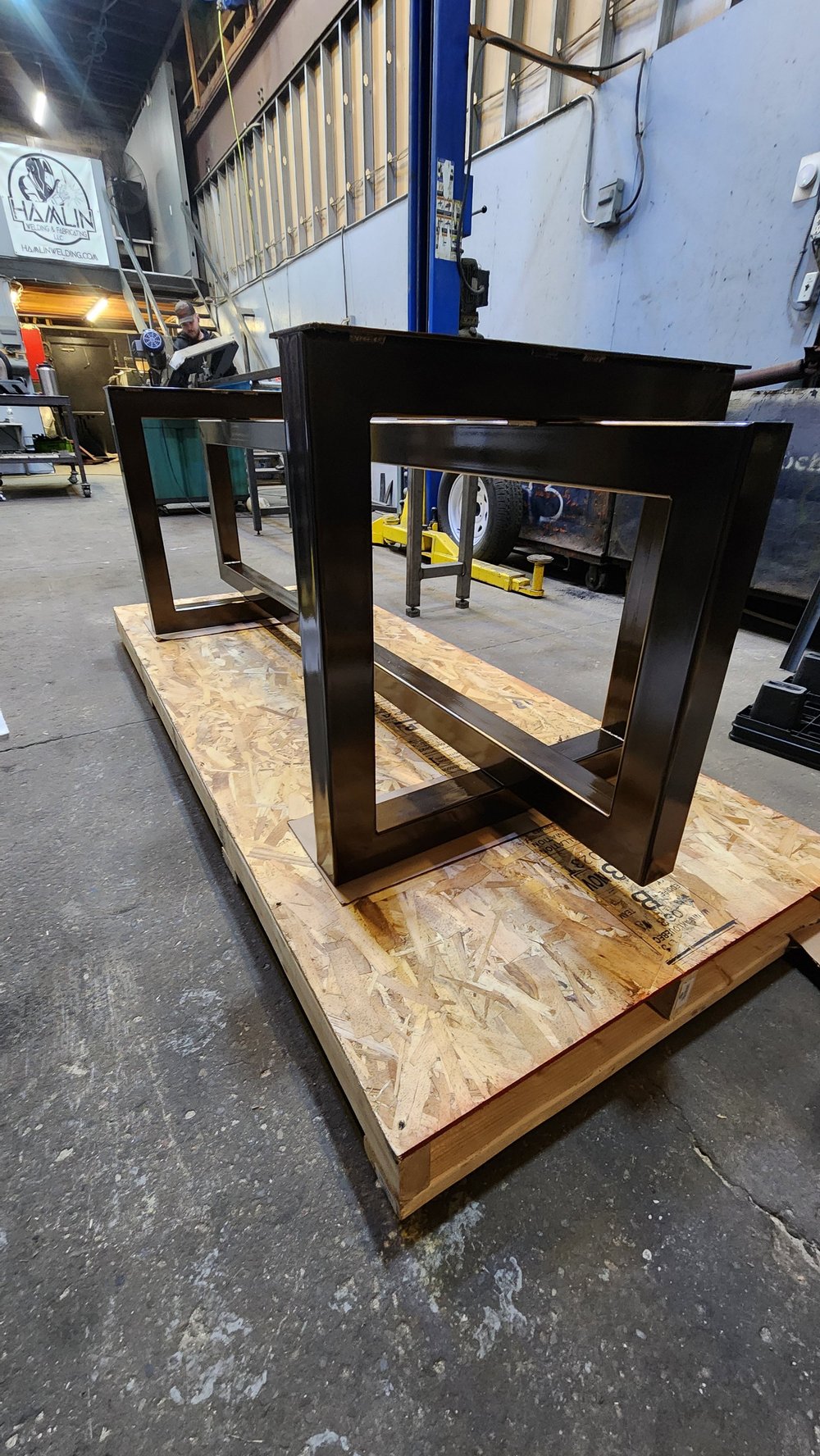 Industrial Style Steel Cantilever Table Base — Hamlin Welding & Fabricating