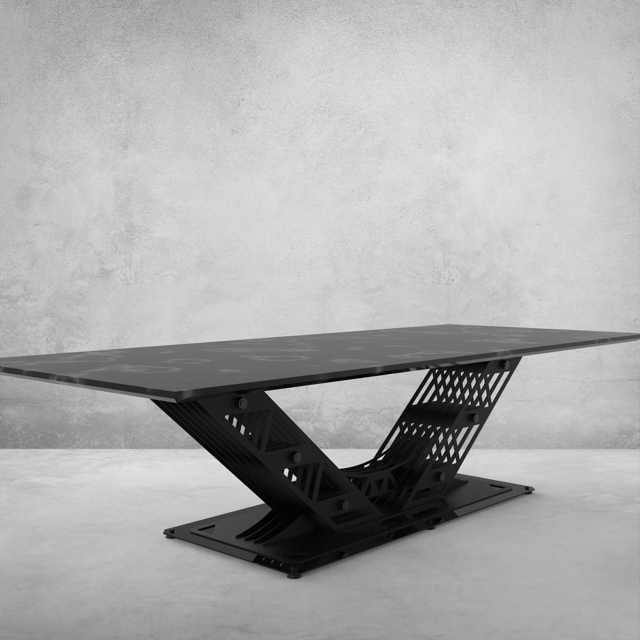 Industrial Style Steel Cantilever Table Base — Hamlin Welding & Fabricating