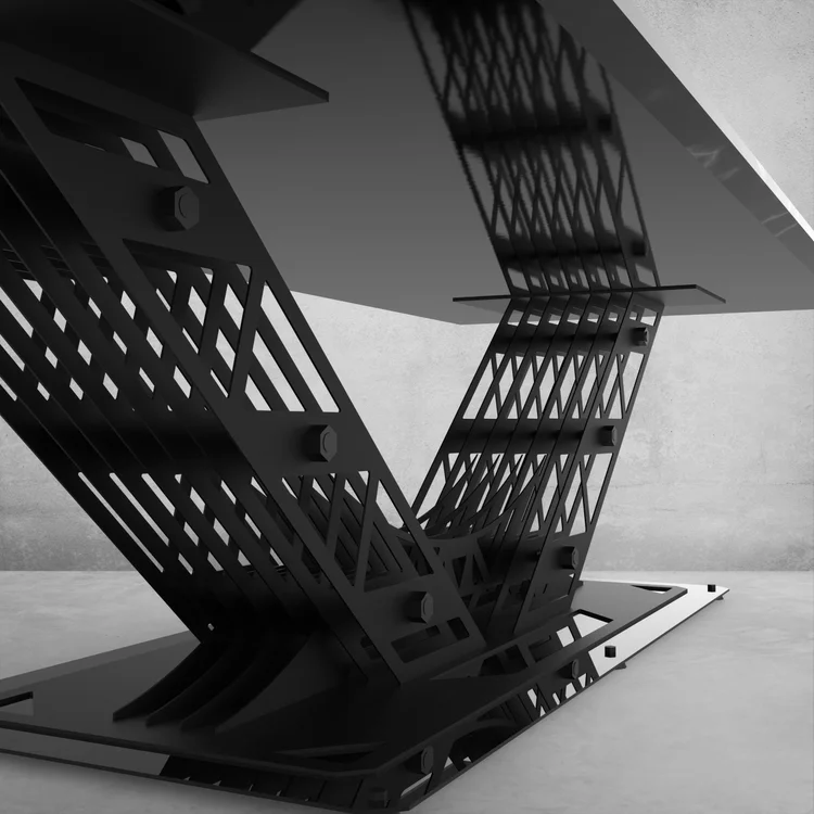 Industrial Style Steel Cantilever Table Base — Hamlin Welding & Fabricating