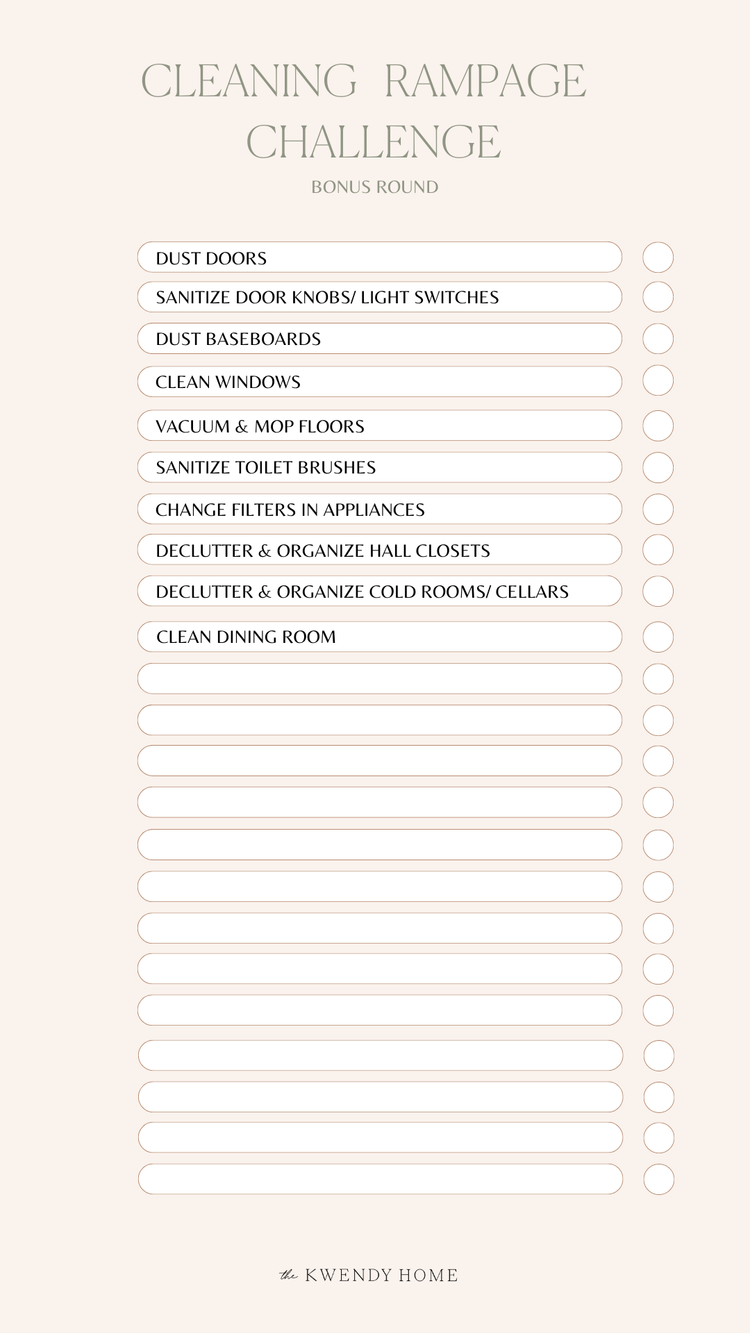 Cleaning Rampage Challenge — The Kwendy Home