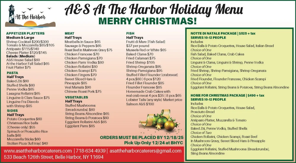 Christmas Menu — A&S At The Harbor