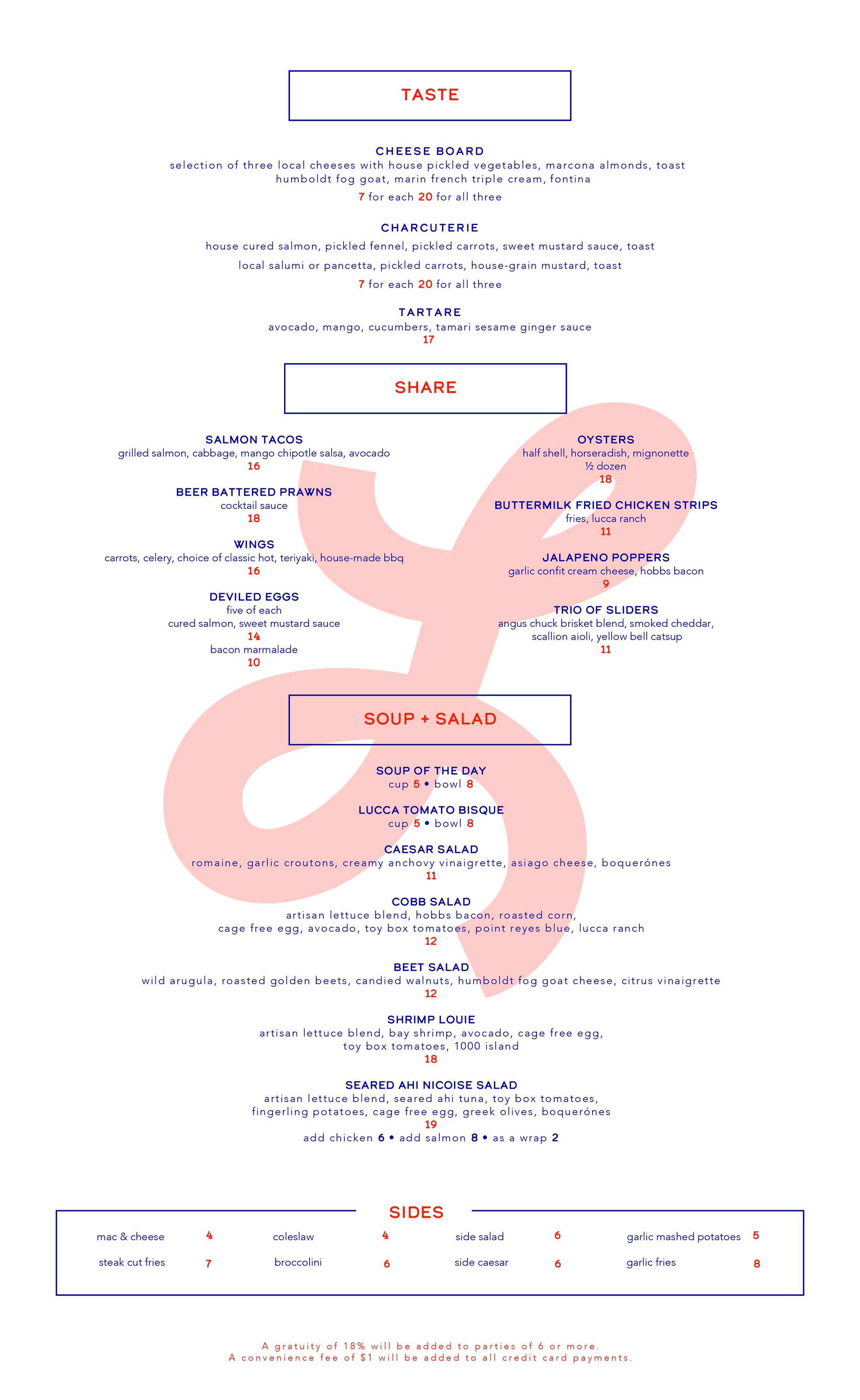 grill menu — Lucca Bar and Grill