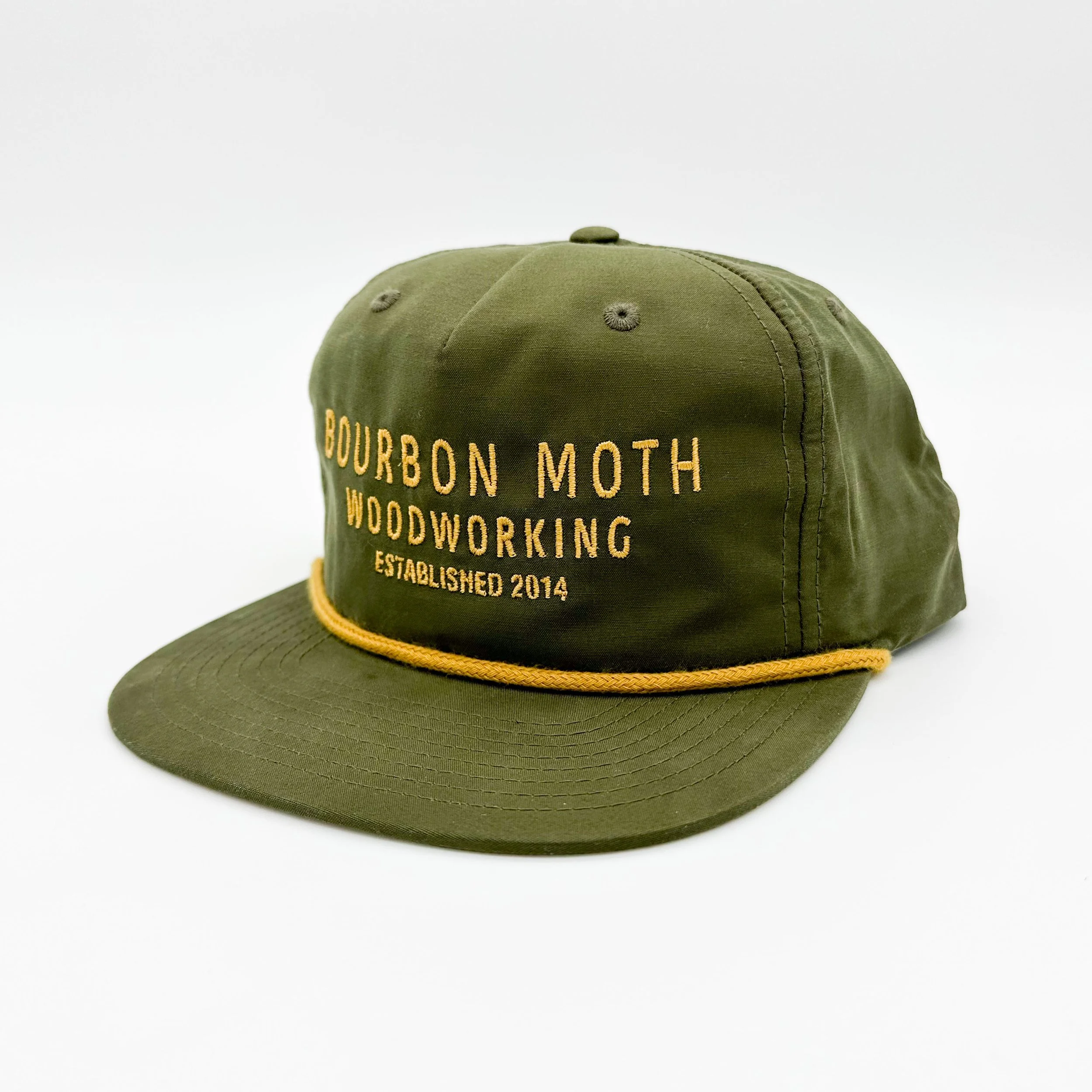 Bourbon Moth Vintage Rope Hat (Green/Gold) — Bourbon Moth Woodworking Co