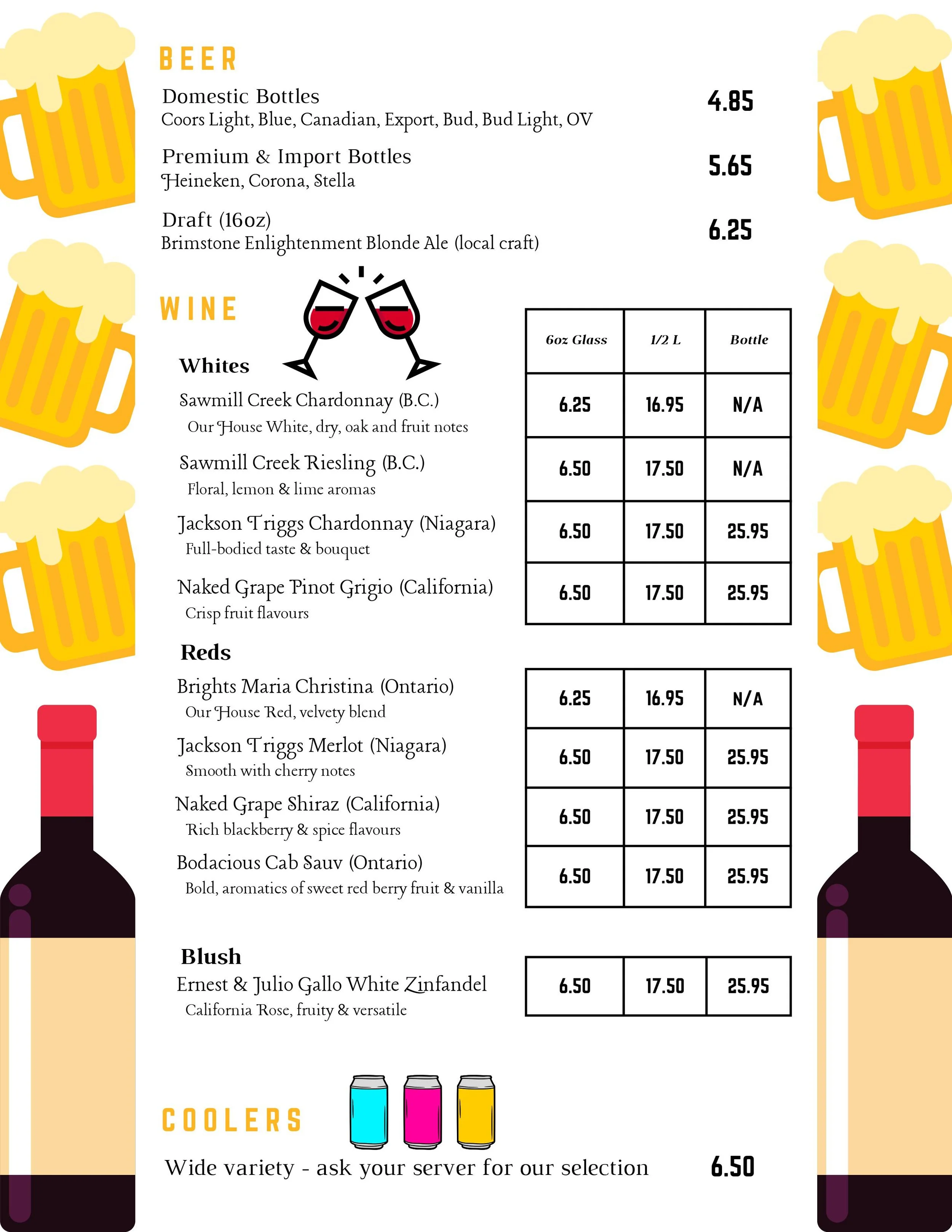 Menu — Green Acres Restaurant