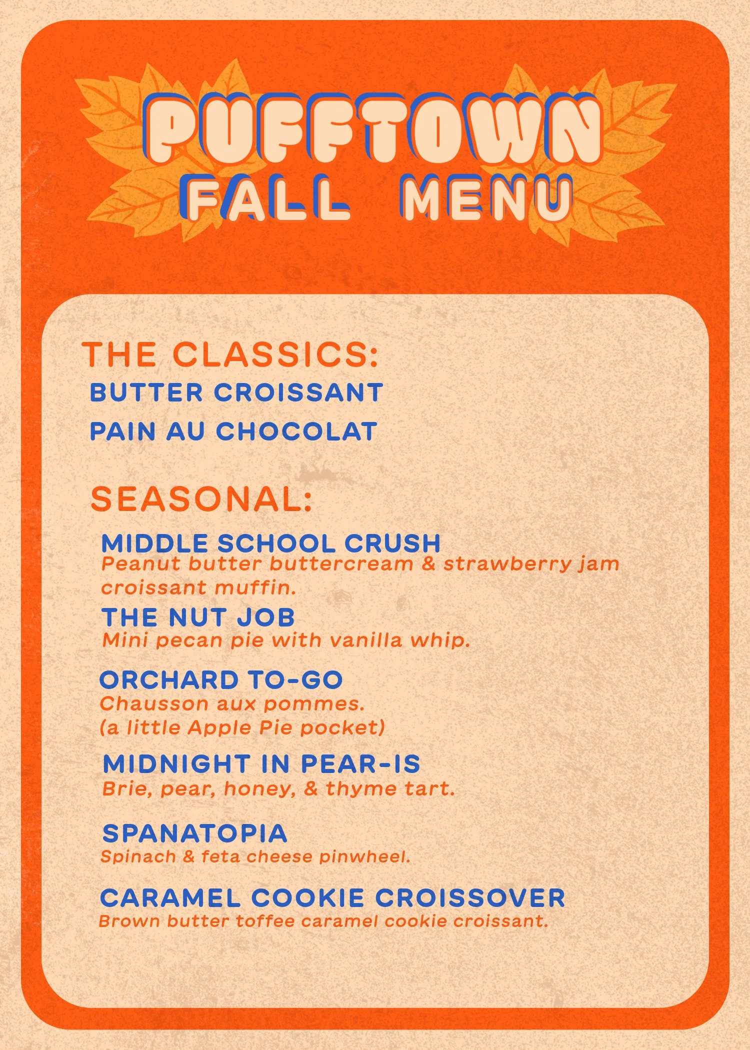 Menu — Pufftown Bakehouse