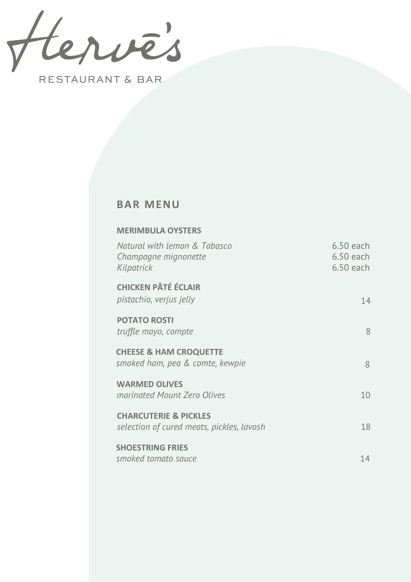 HERVÉ'S WINE + COCKTAIL BAR — Herve's Restaurant and Bar