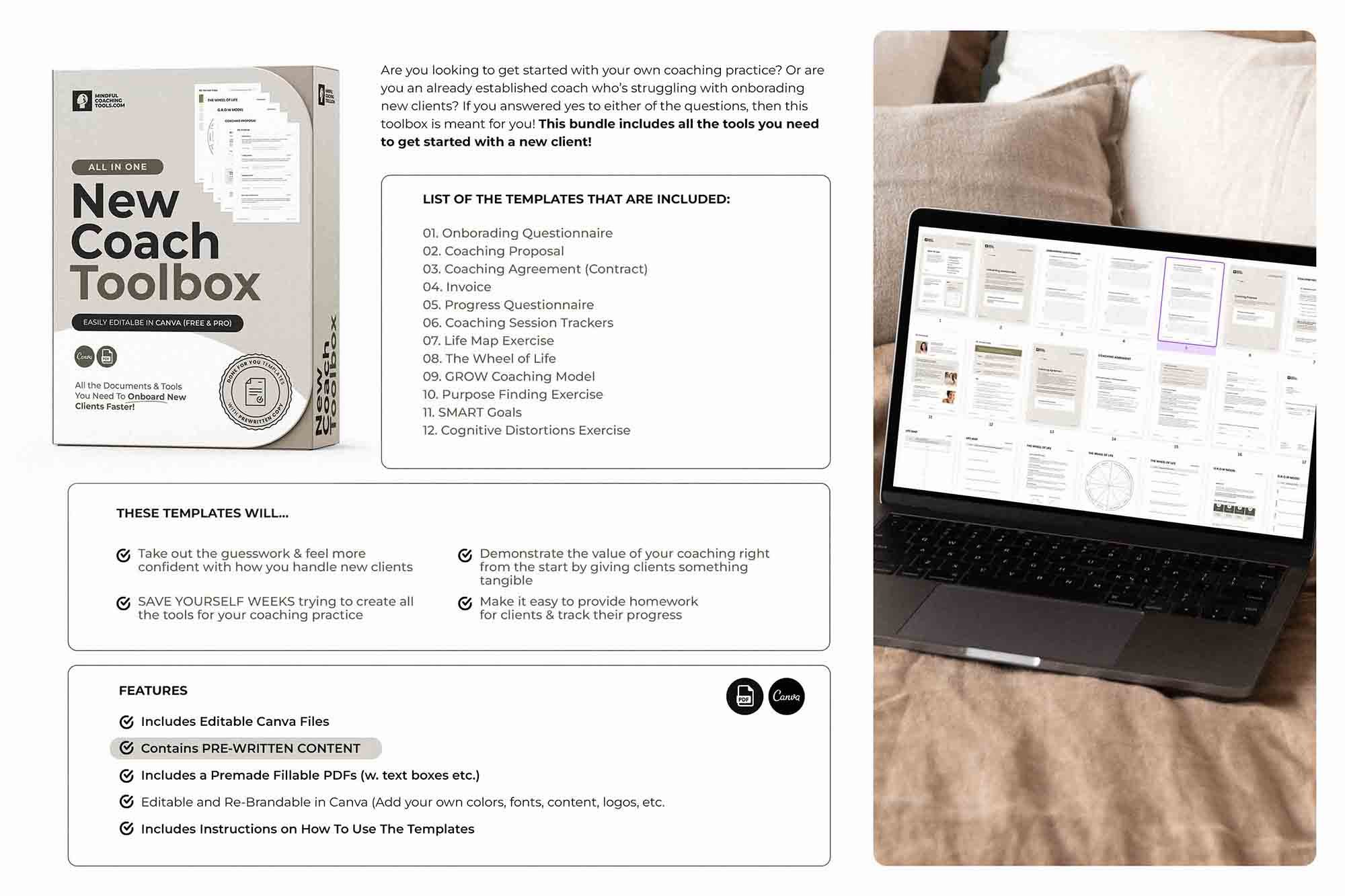Coaching Tools, Worksheets and Handouts (PDF & CANVA) — Mindful ...