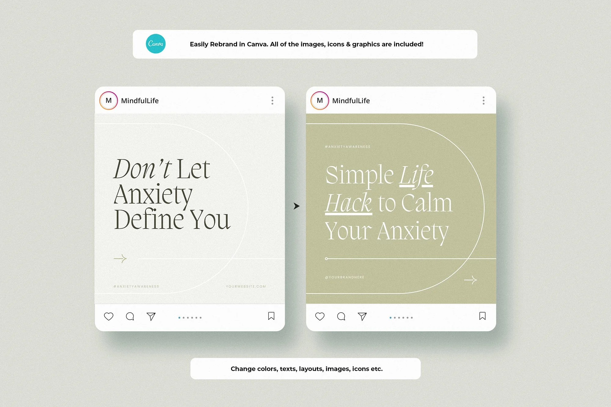 Anxiety Instagram Templates For Canva — Mindful Coaching Tools