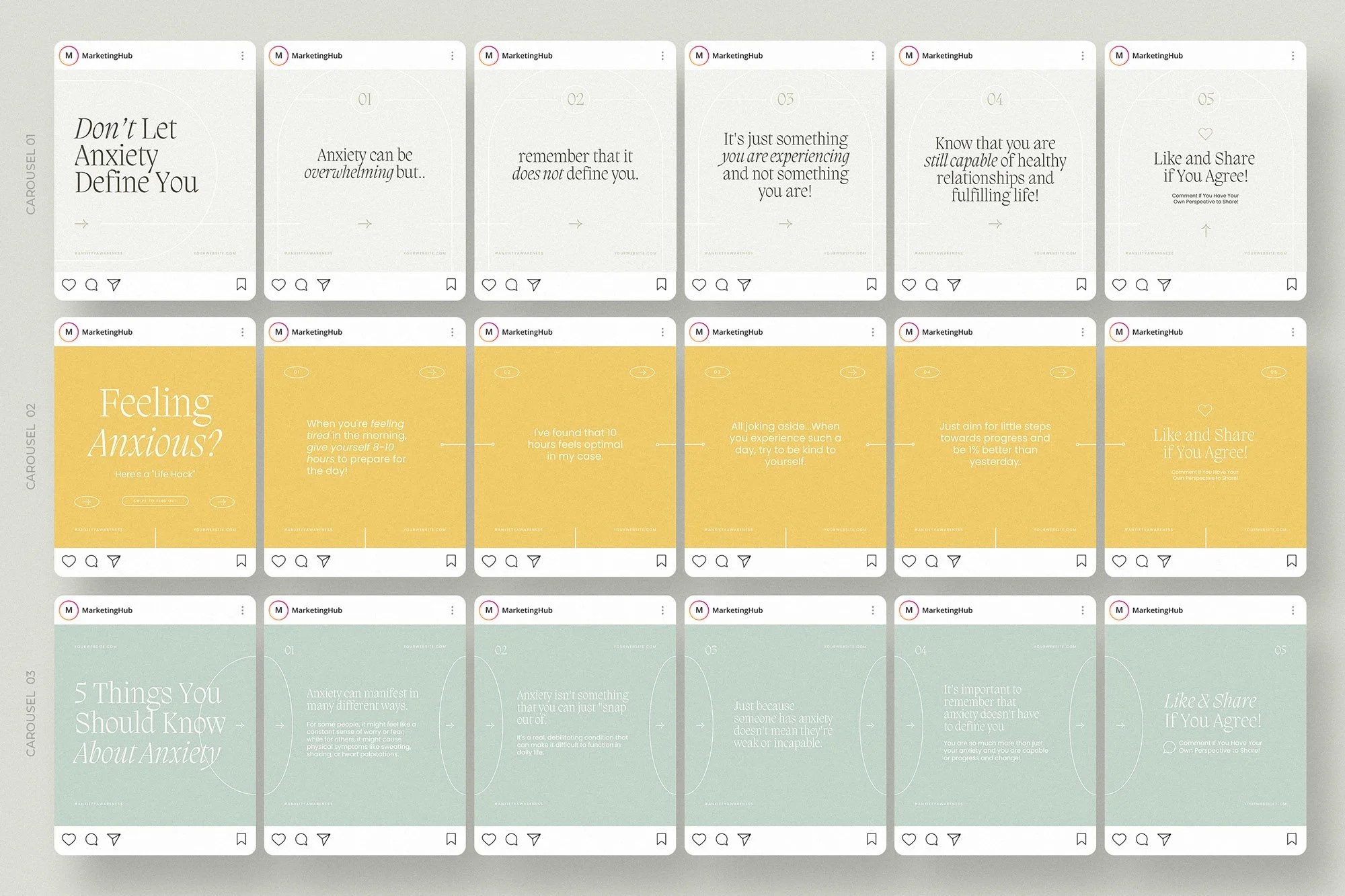 Anxiety Instagram Templates For Canva — Mindful Coaching Tools