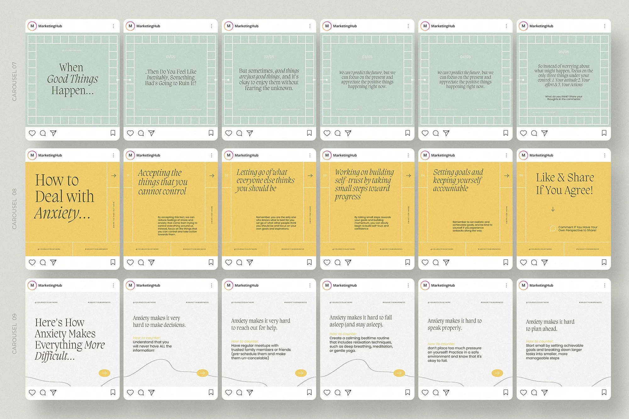 Anxiety Instagram Templates For Canva — Mindful Coaching Tools