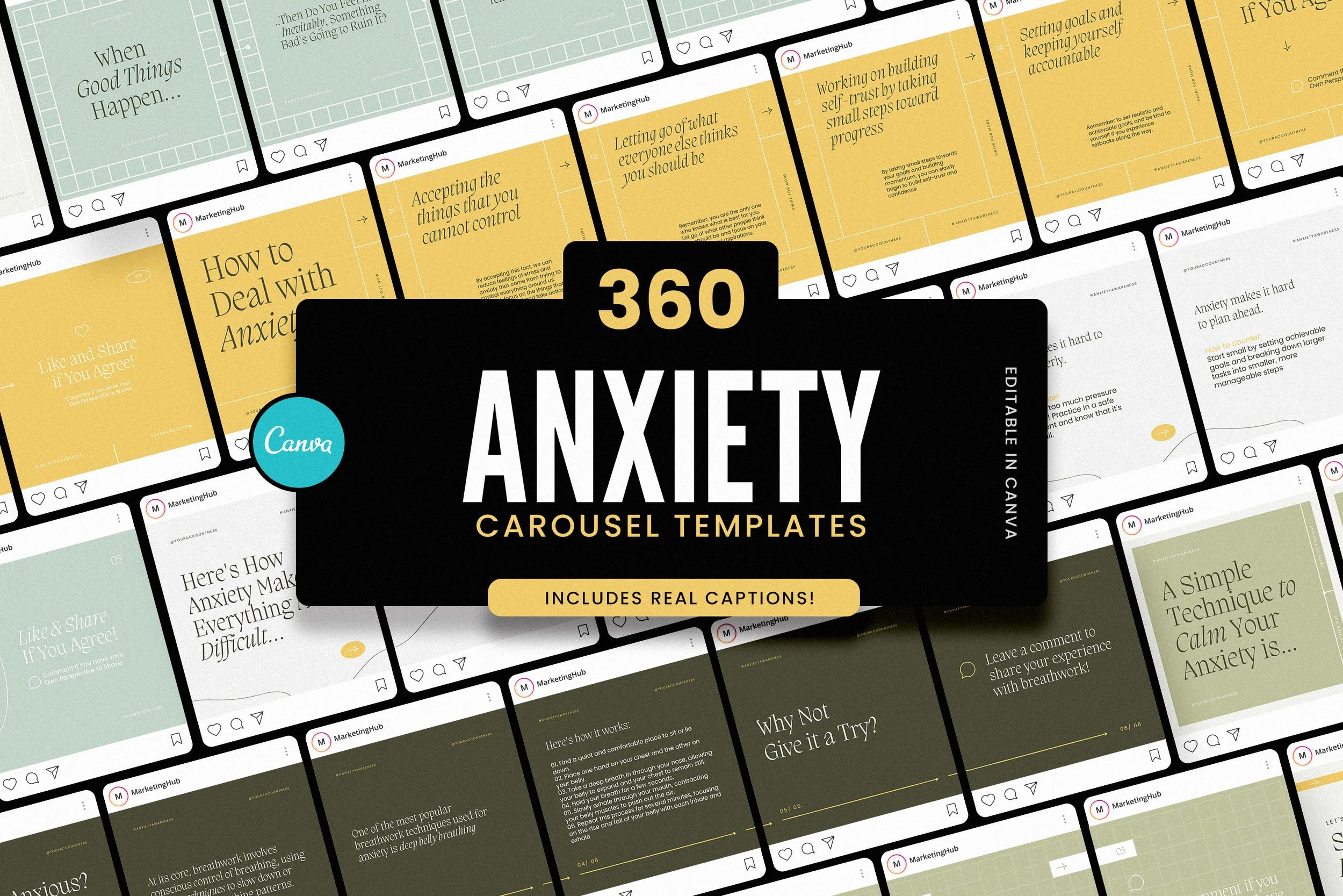Anxiety Instagram Templates For Canva — Mindful Coaching Tools