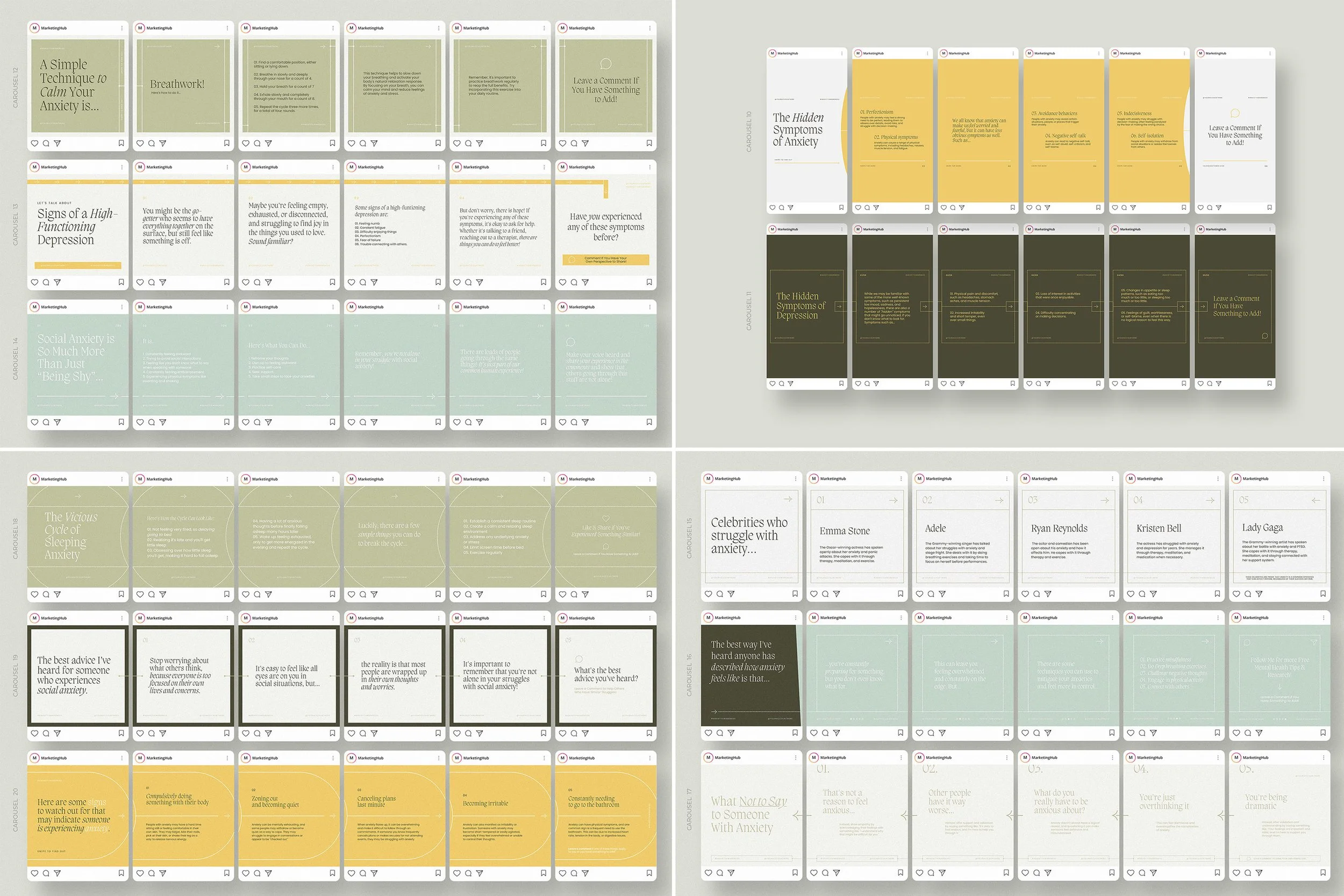 Anxiety Instagram Templates For Canva — Mindful Coaching Tools