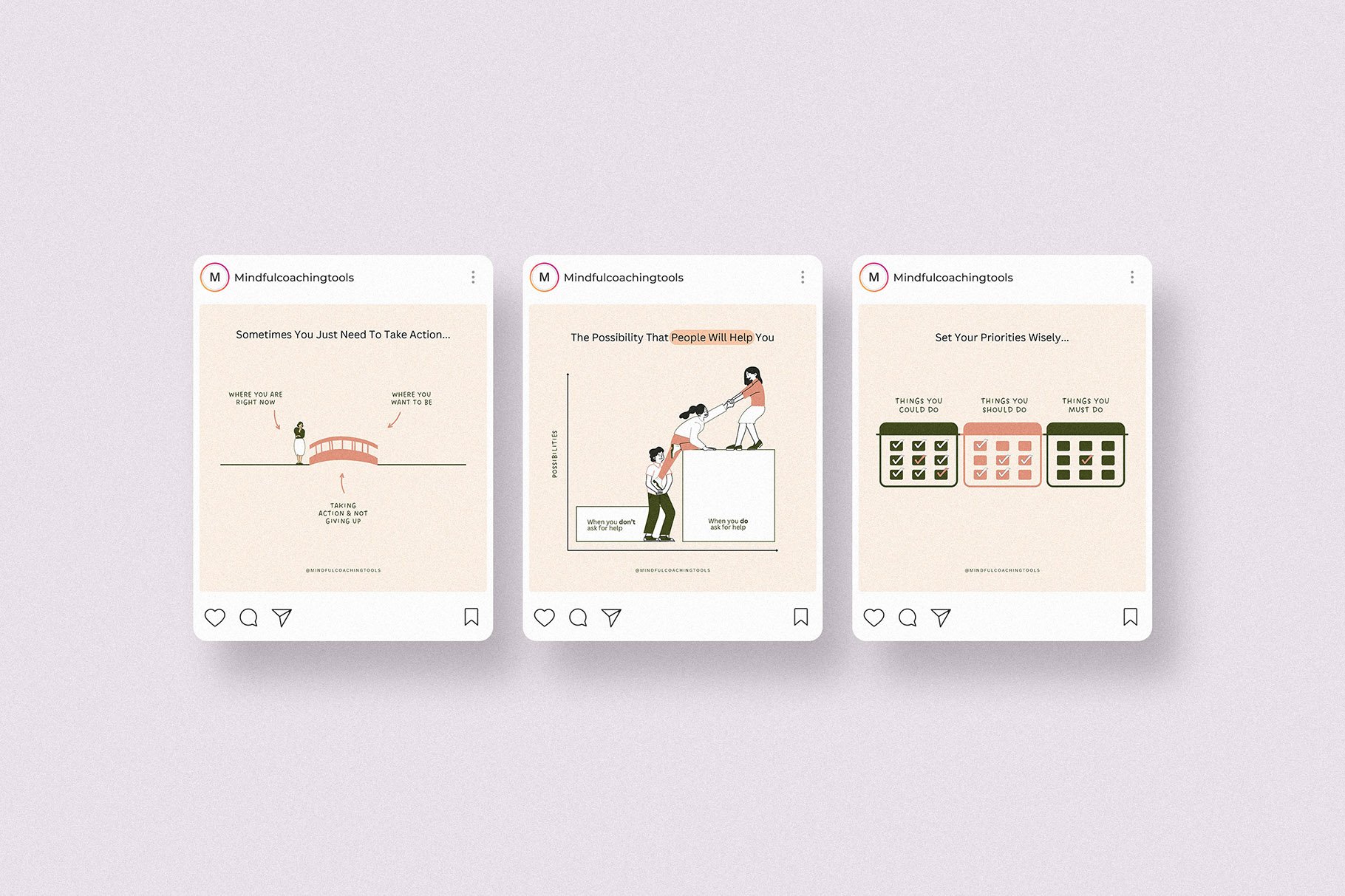 Mindset and Productivity Instagram Templates — Mindful Coaching Tools