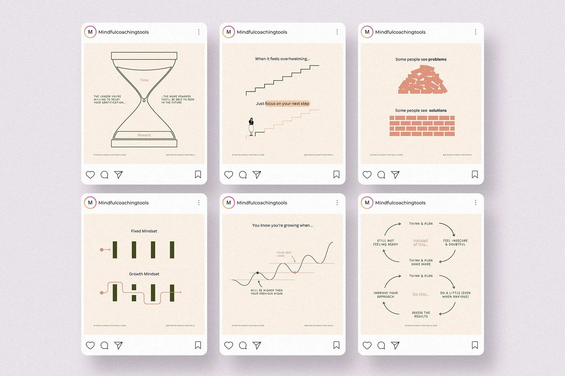 Mindset and Productivity Instagram Templates — Mindful Coaching Tools