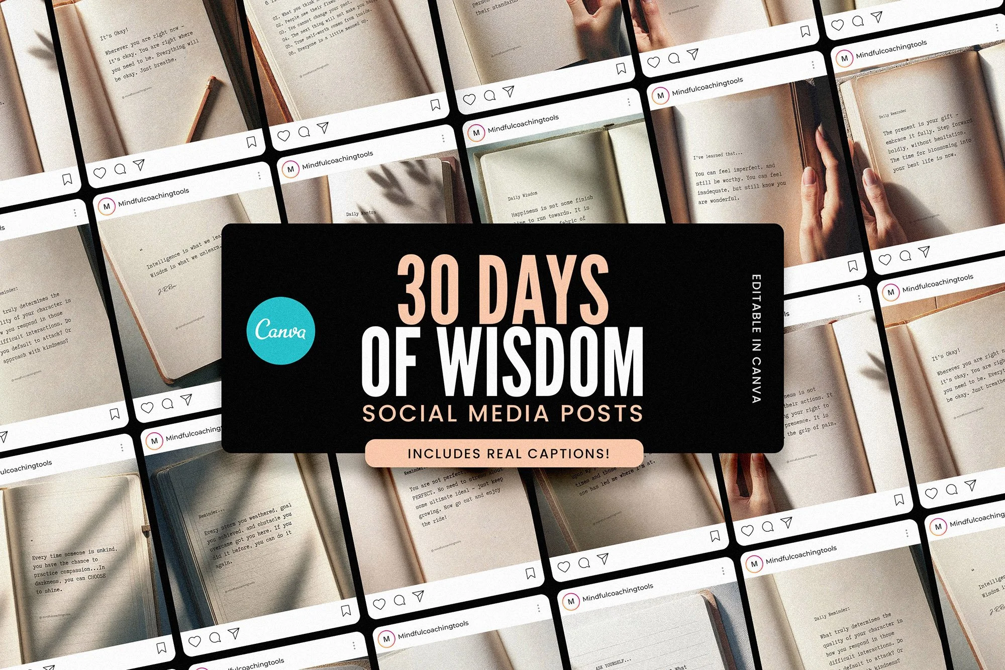 Wisdom Instagram Post Templates For Canva — Mindful Coaching Tools