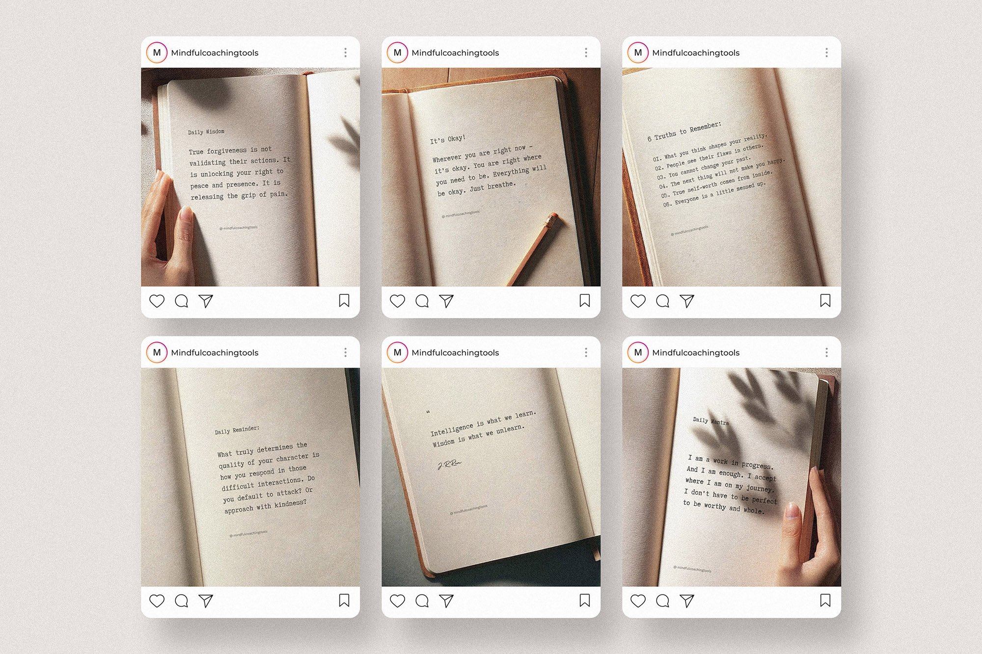 Wisdom Instagram Post Templates For Canva — Mindful Coaching Tools