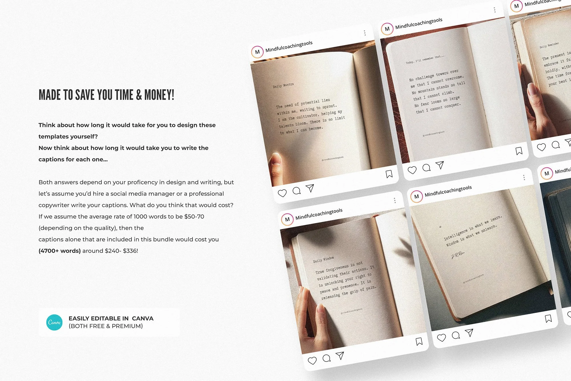 Wisdom Instagram Post Templates For Canva — Mindful Coaching Tools
