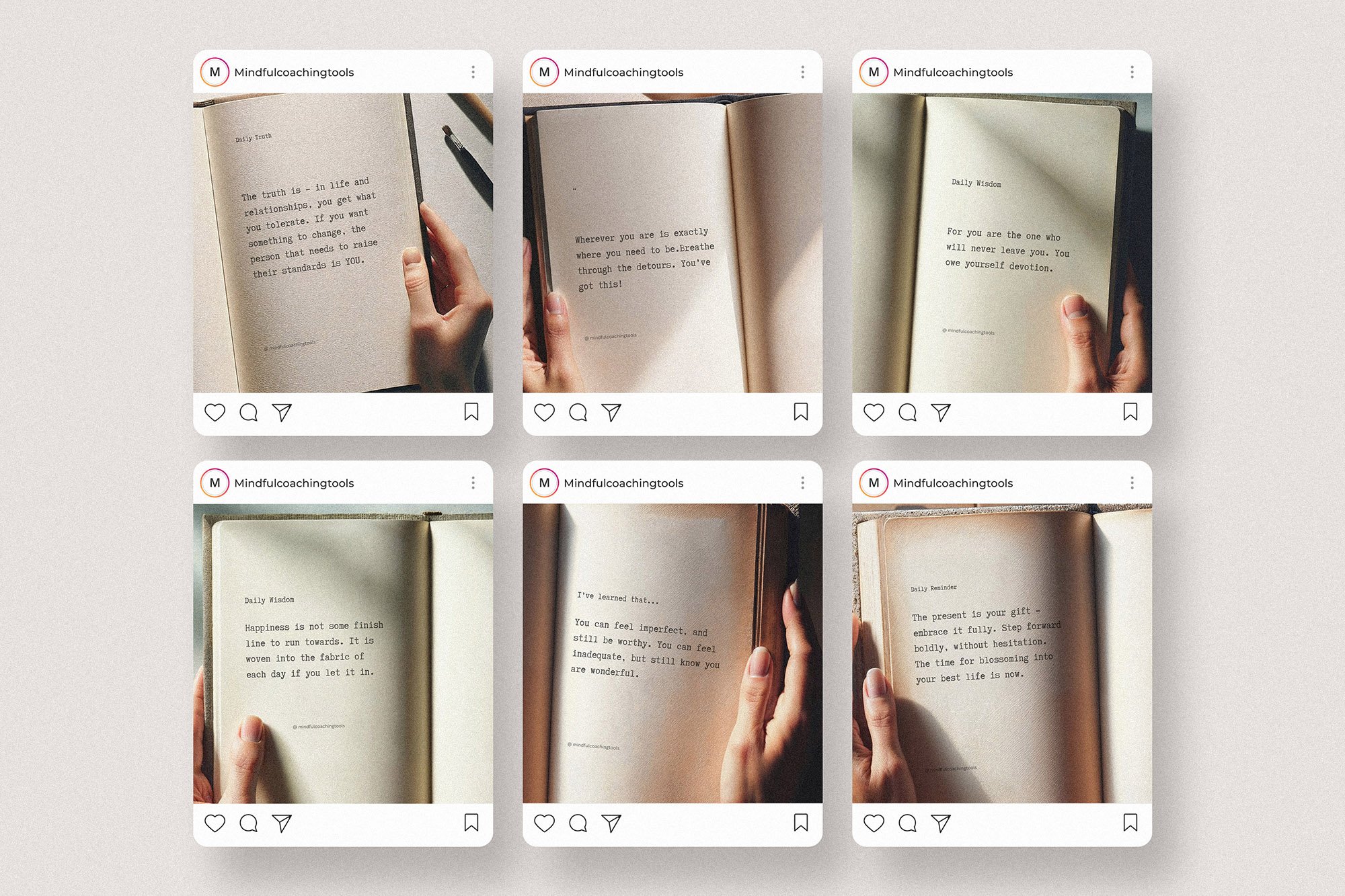 Wisdom Instagram Post Templates For Canva — Mindful Coaching Tools