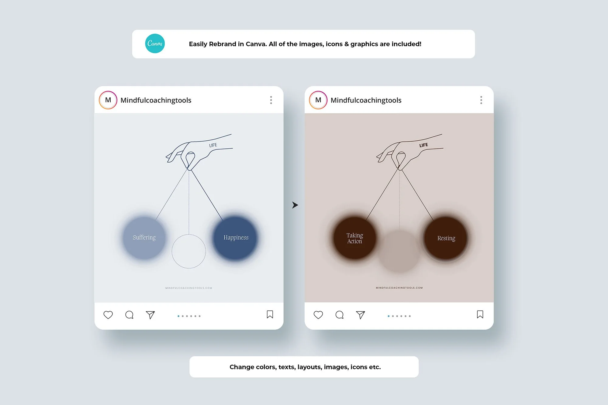 Mindfulness And Mindset Instagram Posts For Canva — Mindful Coaching Tools