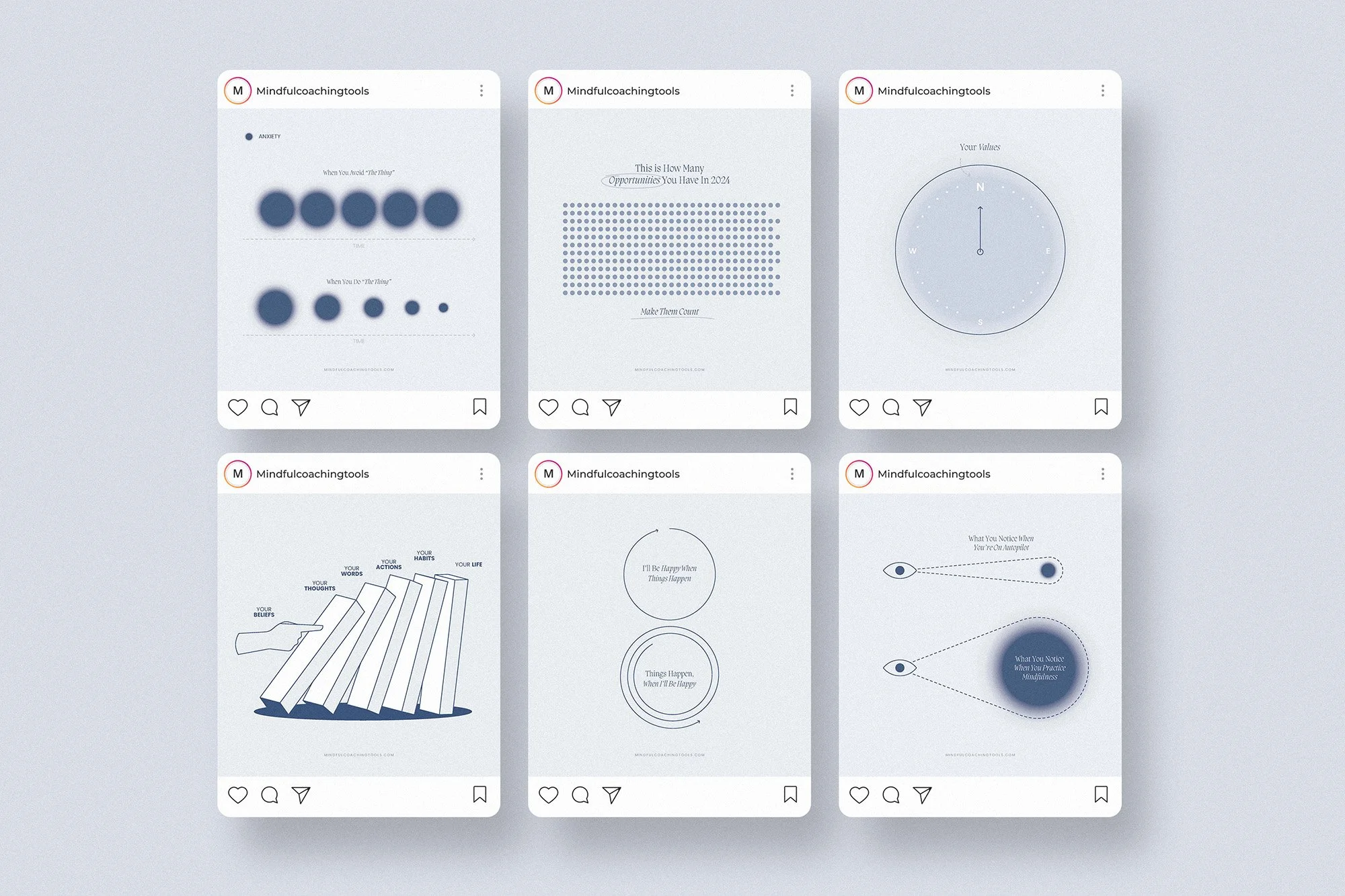 Mindfulness And Mindset Instagram Posts For Canva — Mindful Coaching Tools