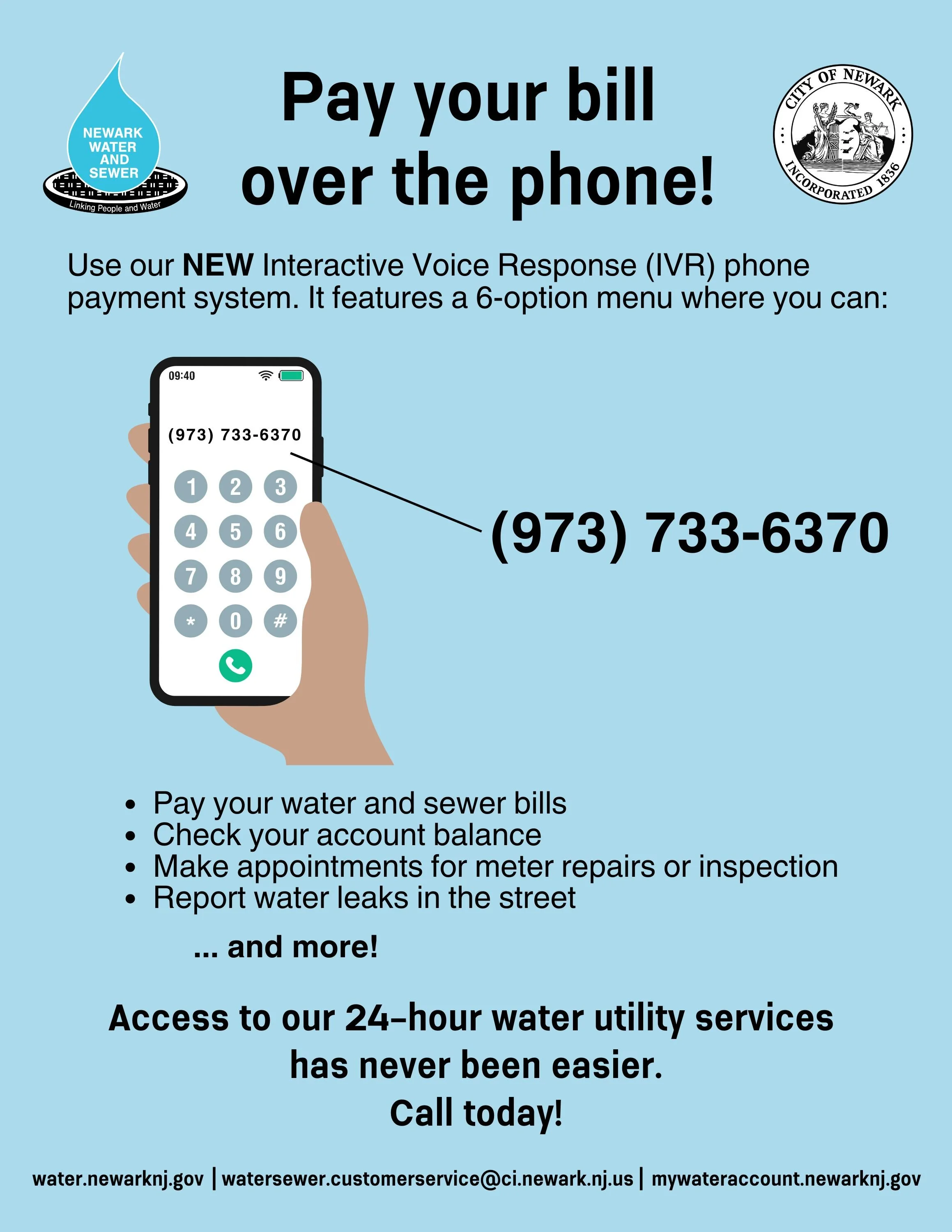 Newark Water & Sewer Launches New Phone Payment System — City of Newark