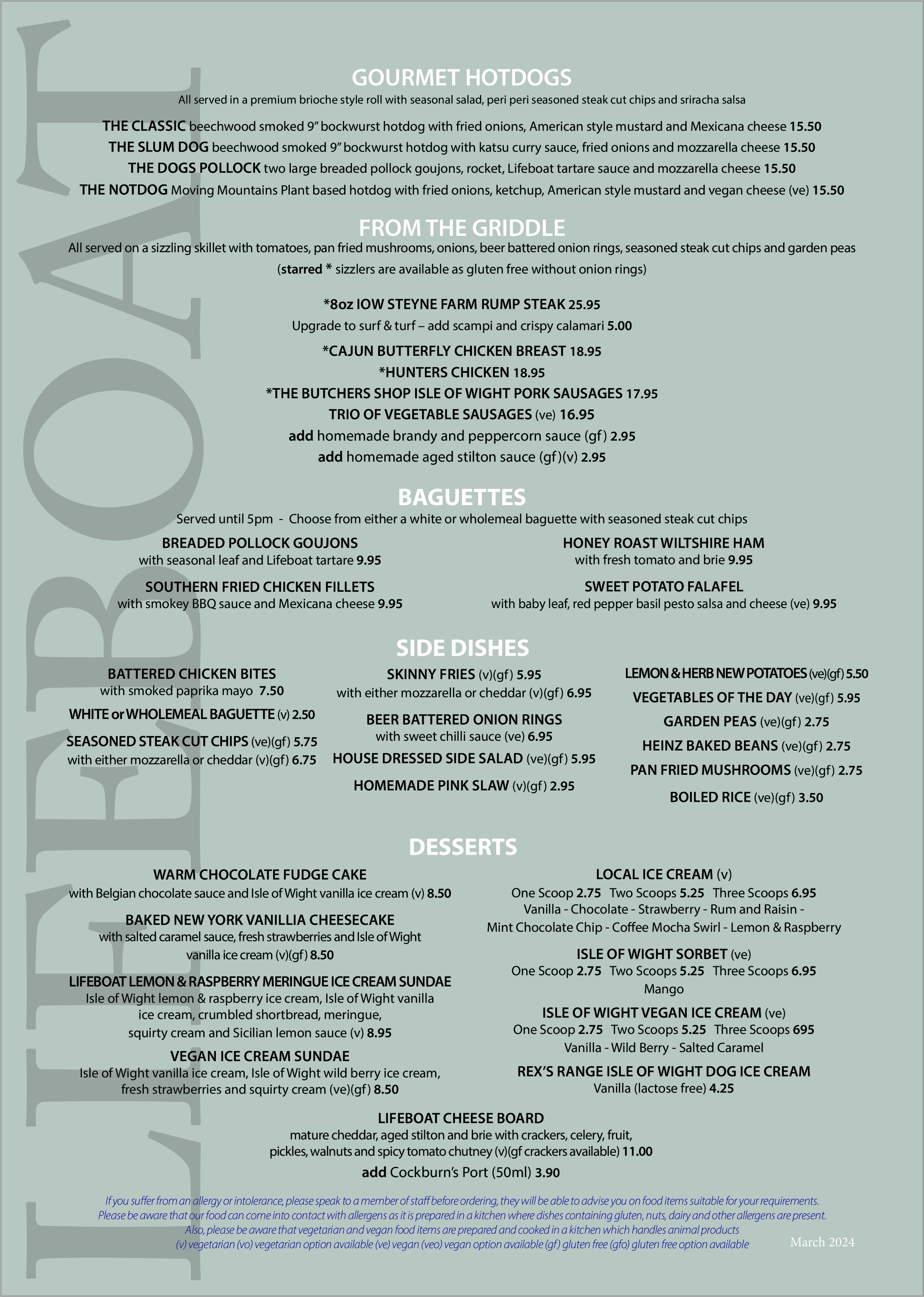 Main Menu — The LIFEBOAT - East Cowes