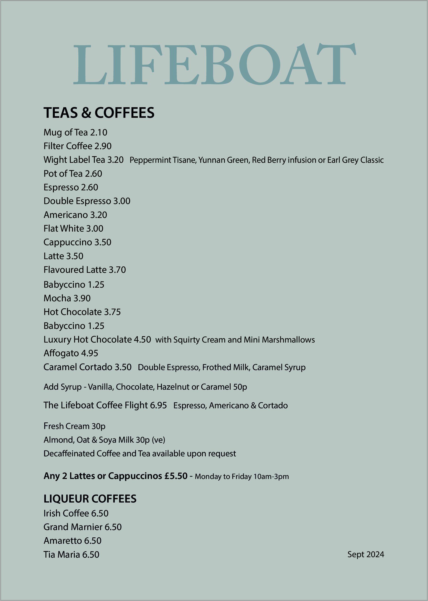 Coffee & Tea — The LIFEBOAT - East Cowes