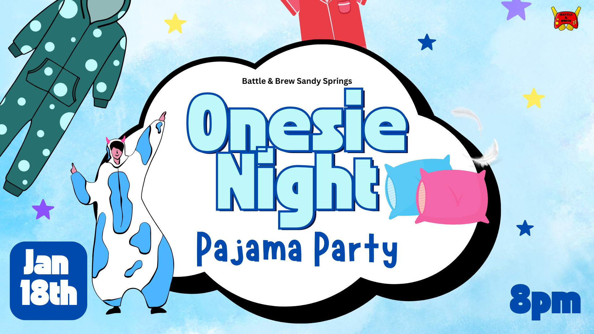 Onesie Night Pajama Party — Video Game Restaurant and Fun! | Video and ...