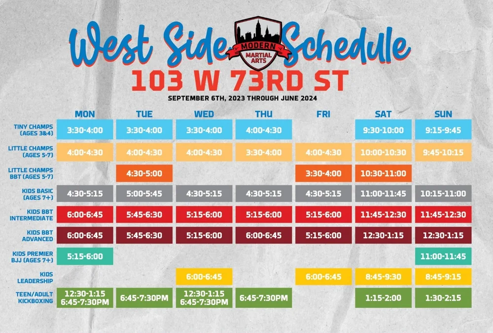 MMA Upper West Side Class Schedule — Modern Martial Arts NYC