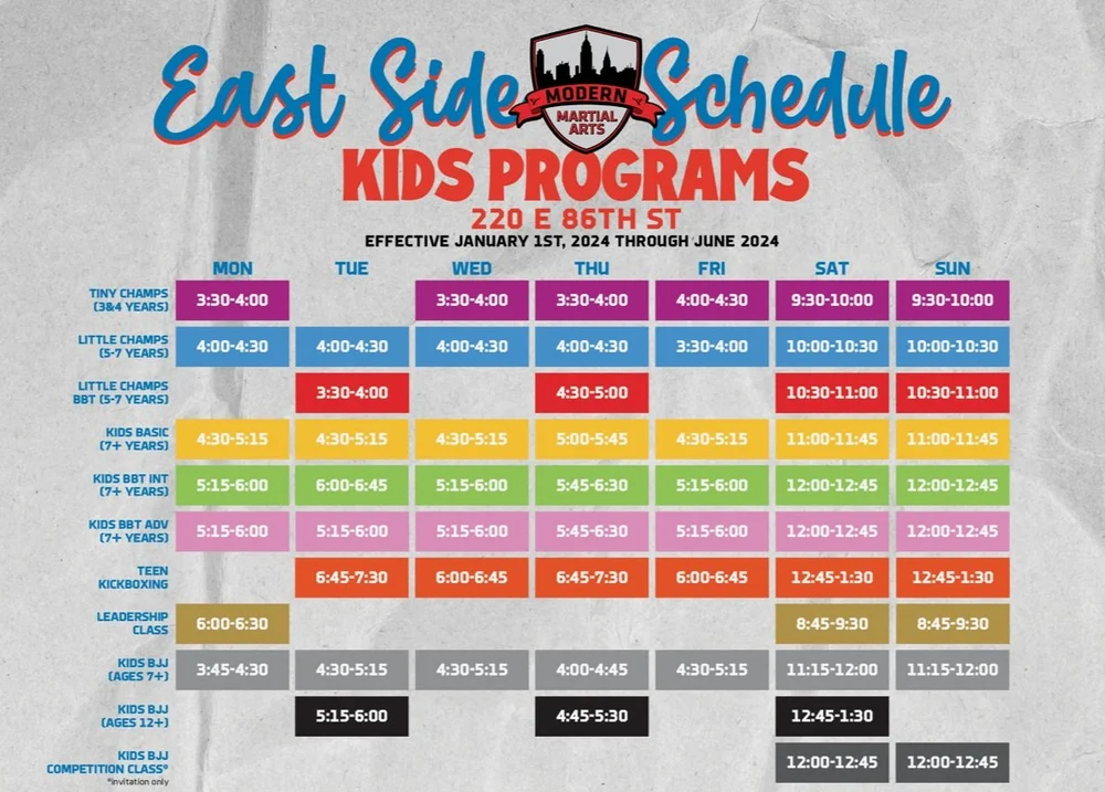 MMA Upper East Side Class Schedule — Modern Martial Arts NYC