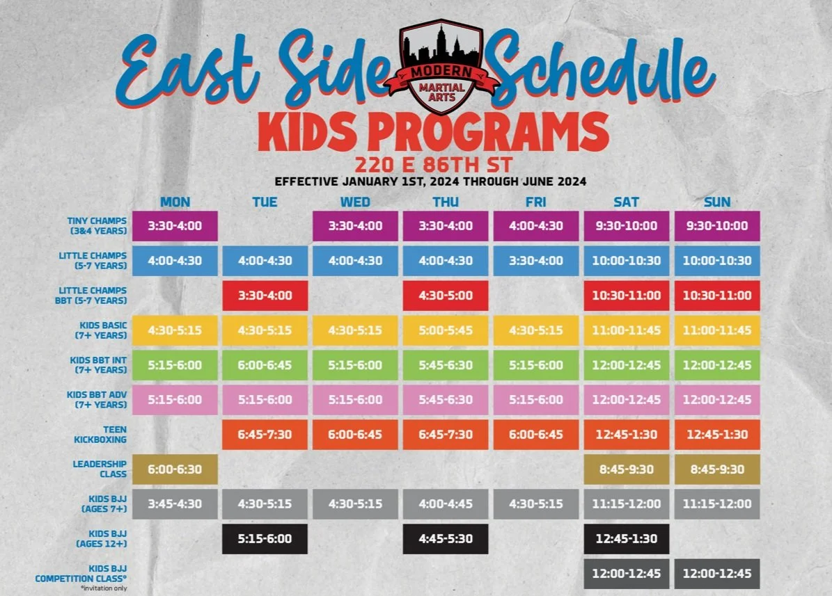 MMA Upper East Side Class Schedule — Modern Martial Arts NYC