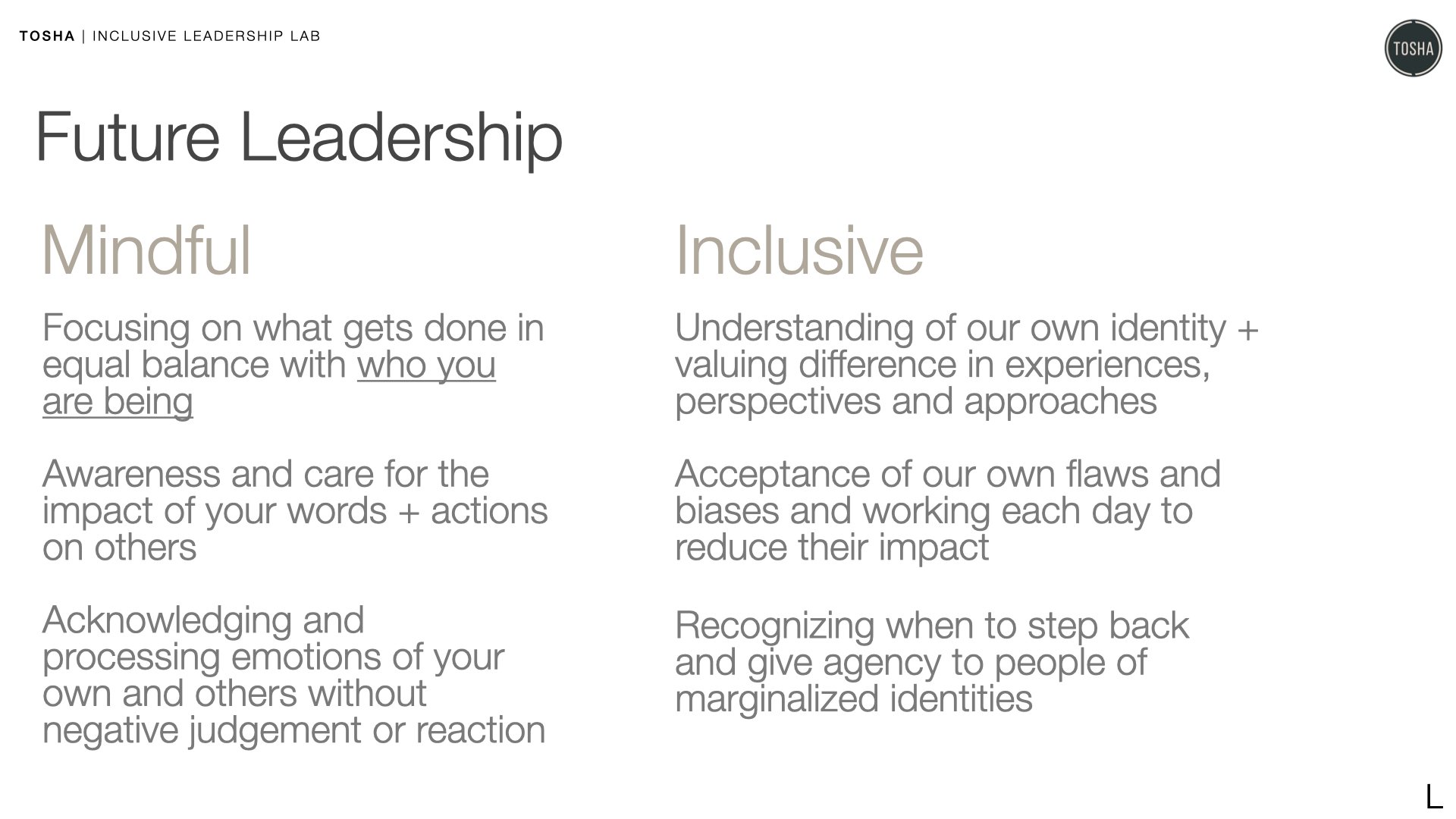 Handouts - Inclusive Leadership Lab (Trailer Park) — TOSHA