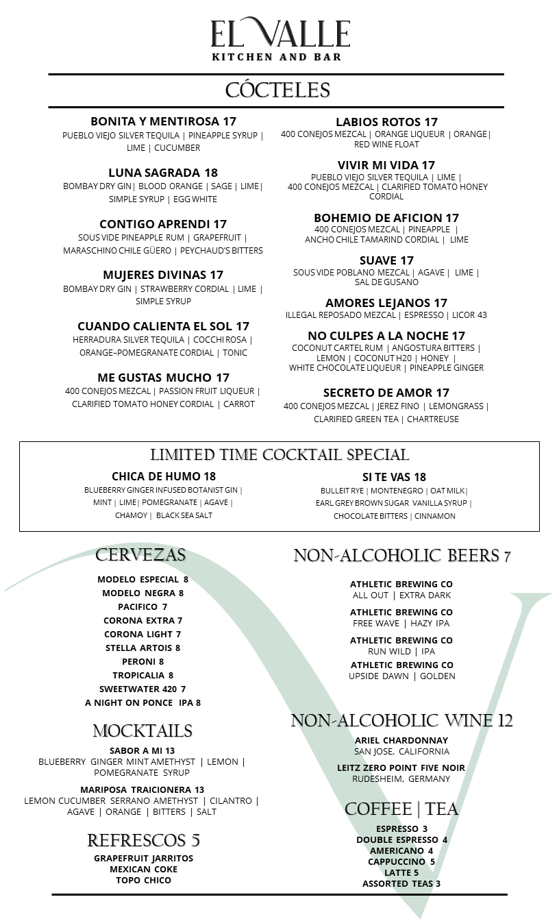 Menu el valle — EL VALLE