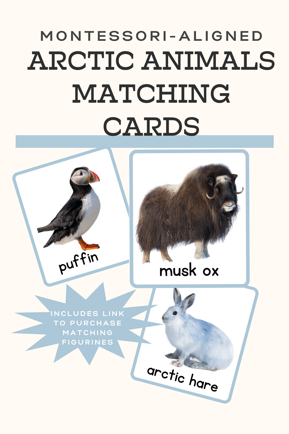 Arctic Animals Matching Cards [Montessori-Aligned] — Home and on the Way