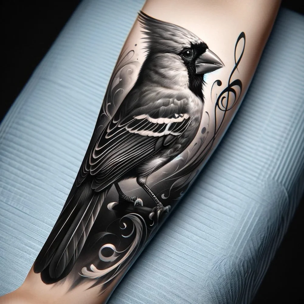 Black and White Cardinal Tattoo: Bold Simplicity in Ink — Certified ...