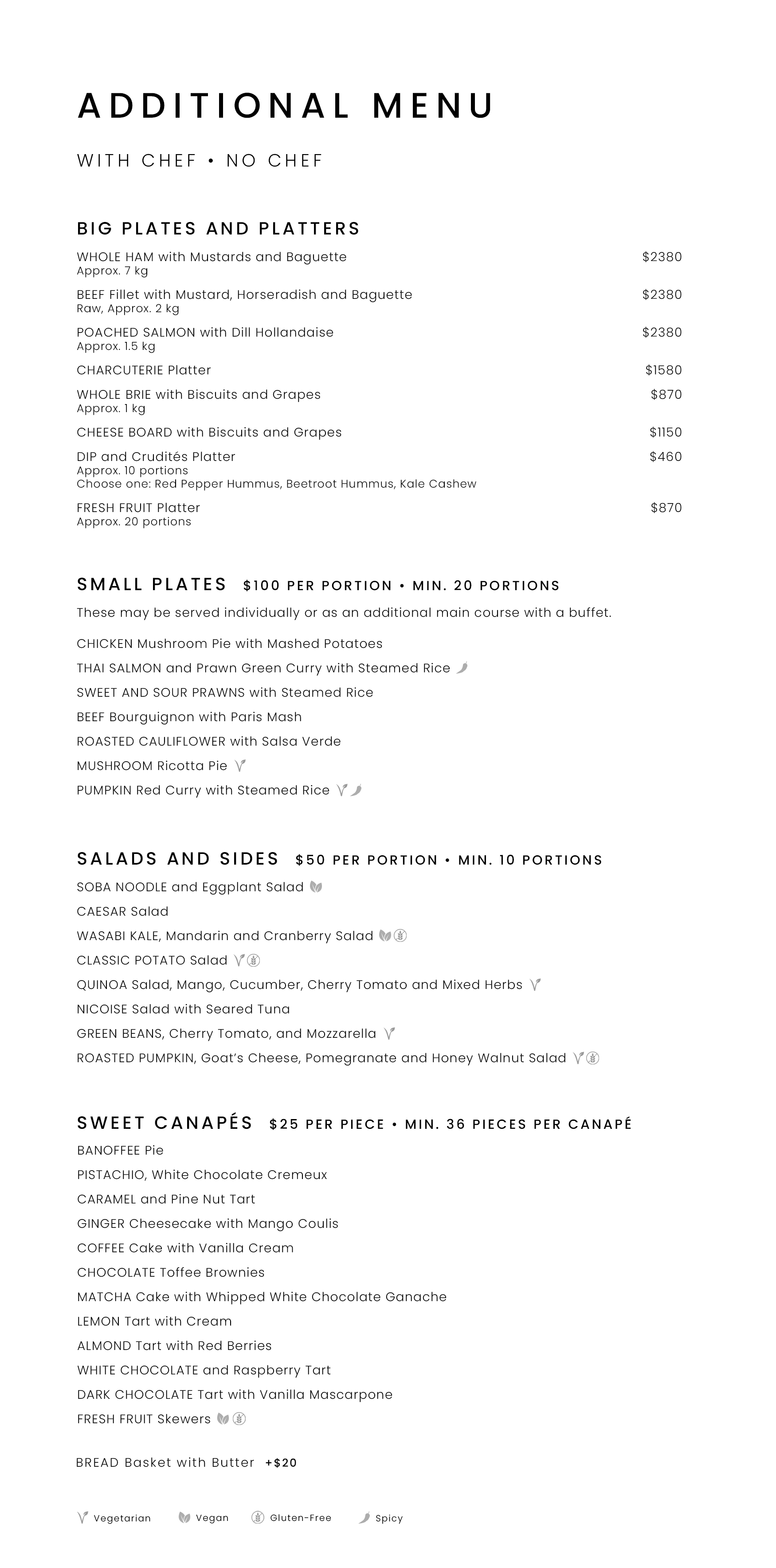 Additional Menu Add Ons - Catering — Gingers