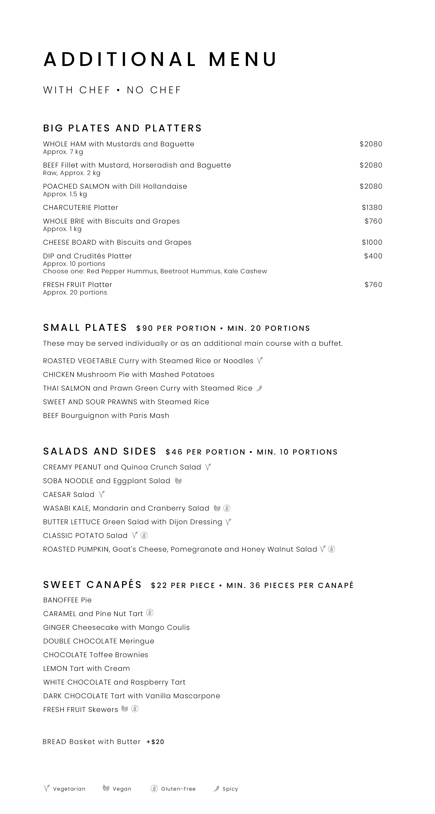 Additional Menu Add Ons - Catering — Gingers