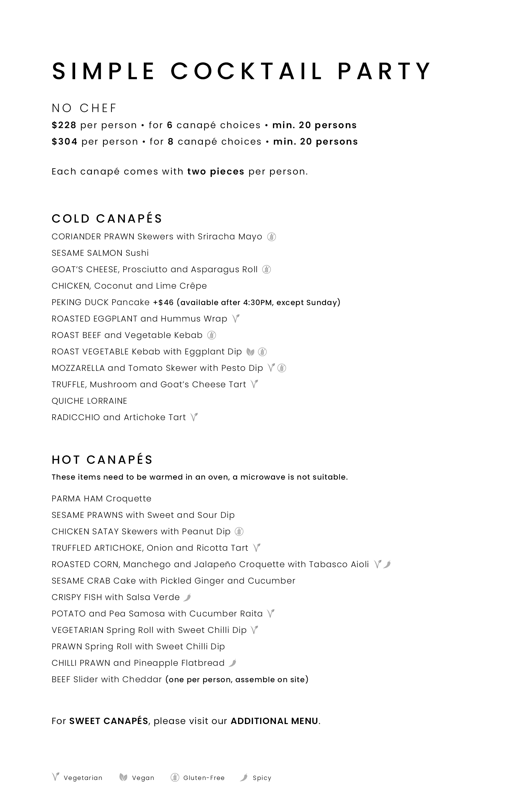 Simple Cocktail Party - Canapes Catering (Drop Off) — Gingers