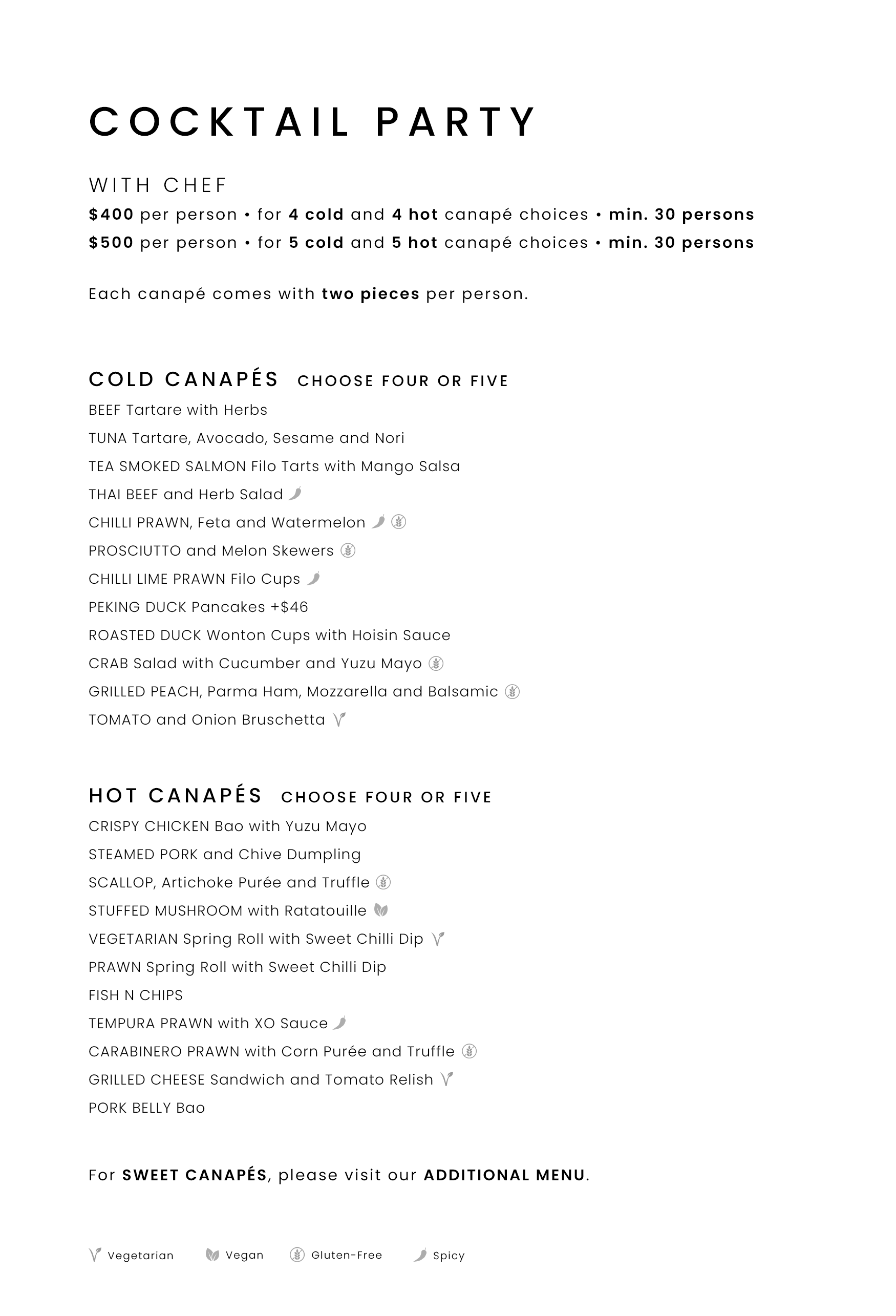 Cocktail Party - Canapes Catering (with Private Chef) — Gingers