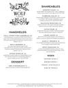 Dinner Menu — The Wolf & Uncle Wolfie's Downtown | One Space, Two Concepts