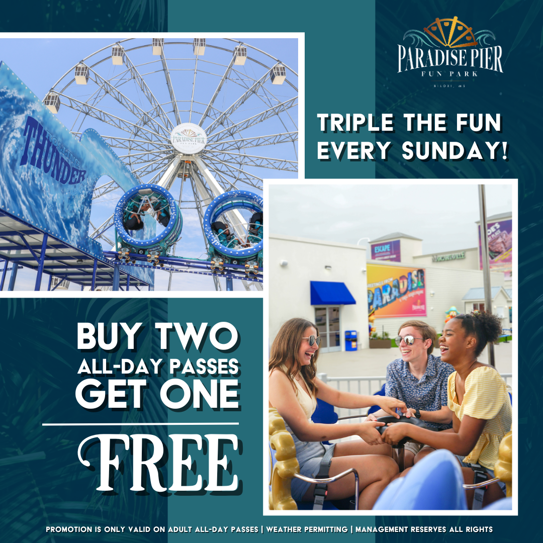 Paradise Pier Fun Park Specials and Offers — Paradise Pier Biloxi
