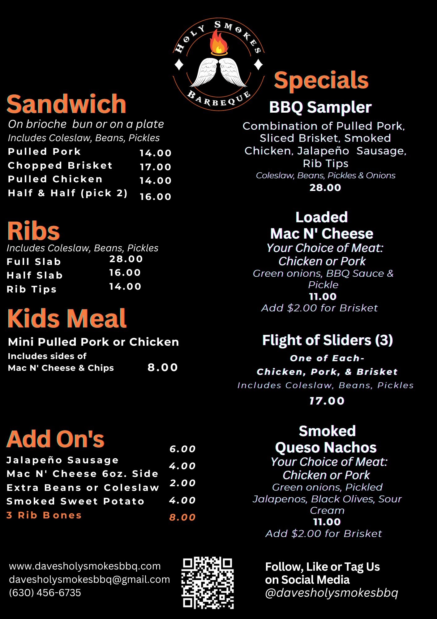 Truck Menu — Daves Holy Smokes BBQ Truck Menu — Daves Holy Smokes BBQ