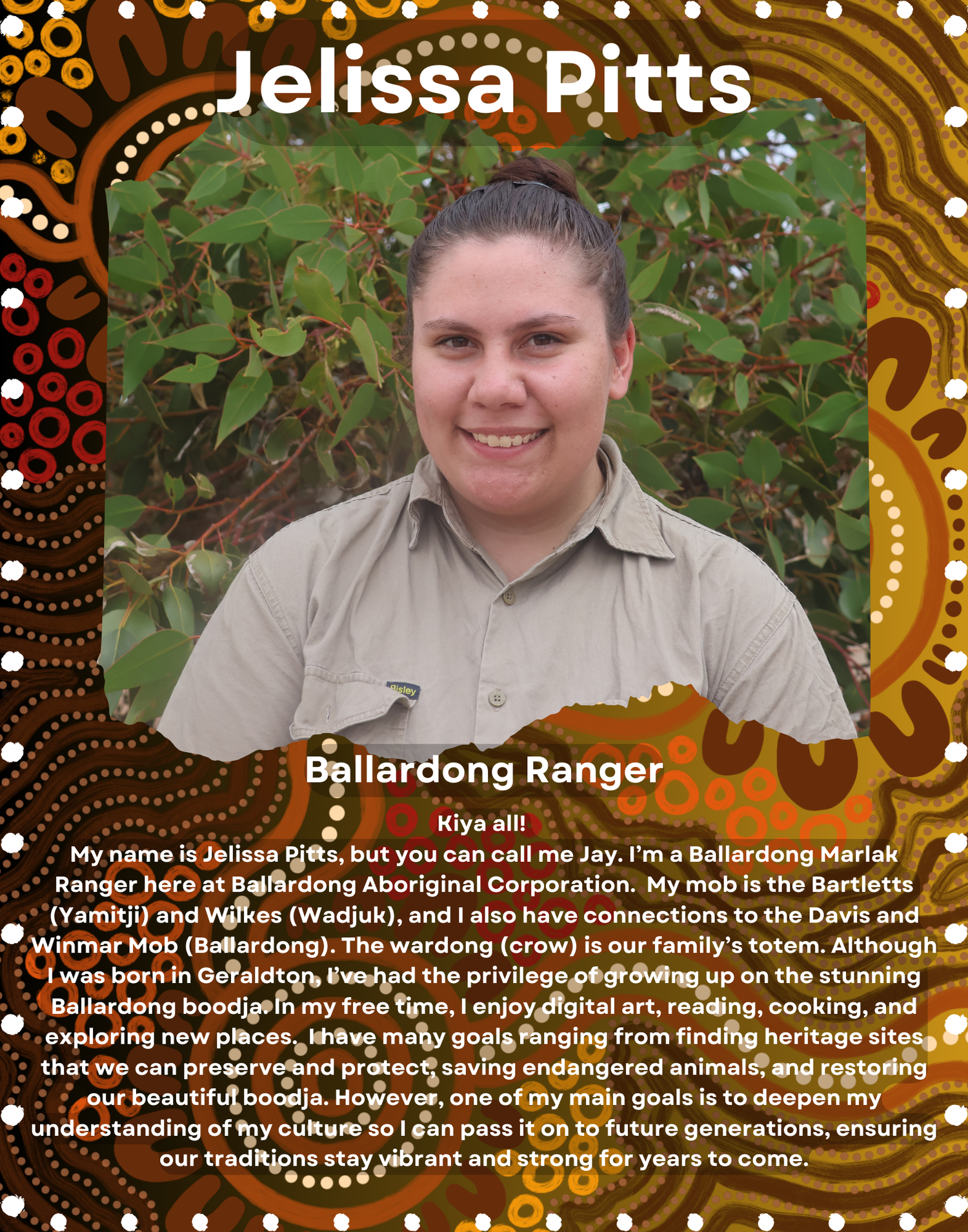 Meet our Ballardong rangers: Jelissa Pits — Ballardong Aboriginal ...