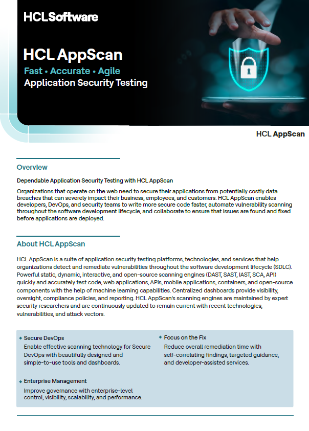 HCL AppScan — HCLSoftware for U.S Federal