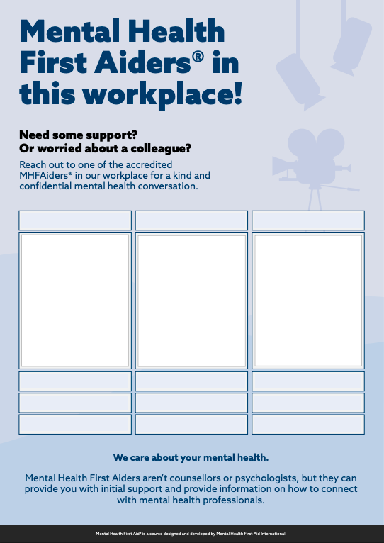 MHFAiders Workplace Poster (editable) | Screen Well Australia