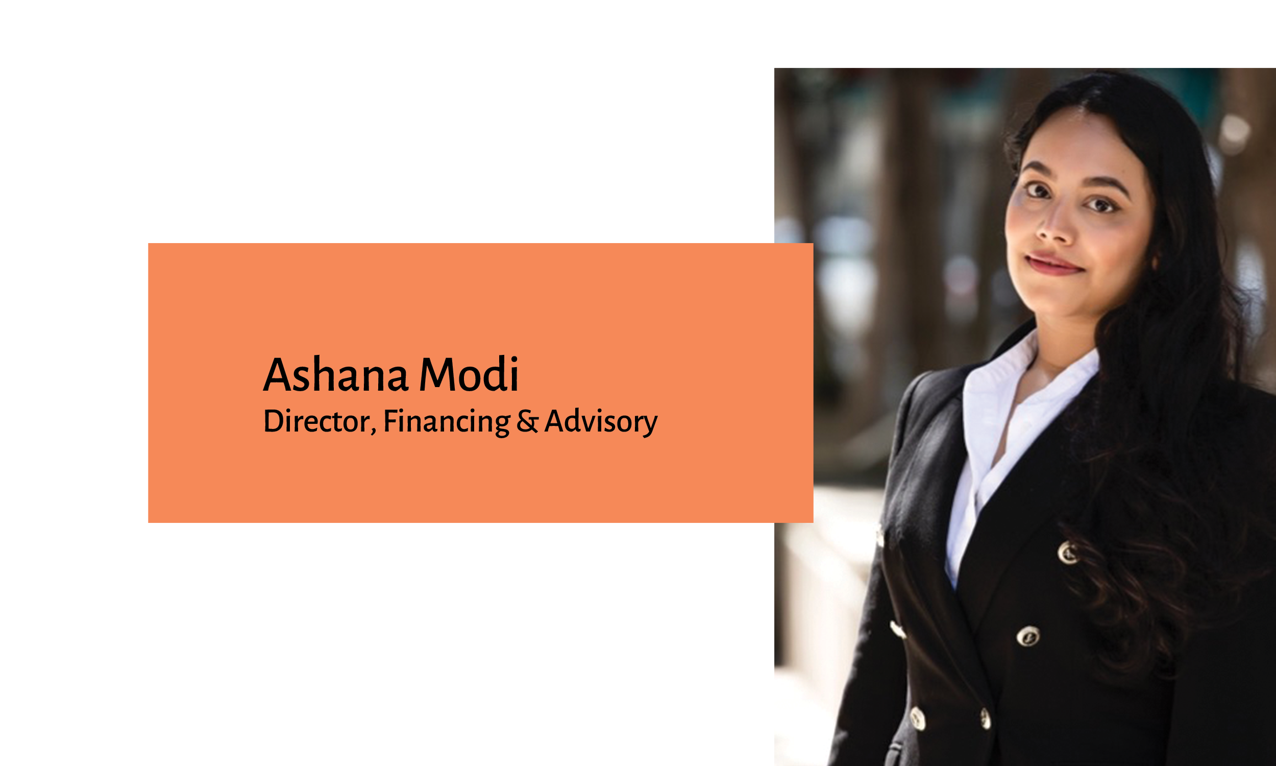Meet Ashana, PERA’s new Director, Financing & Advisory — PERA