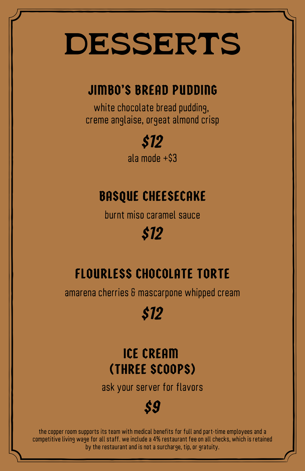 Menu — The Copper Room