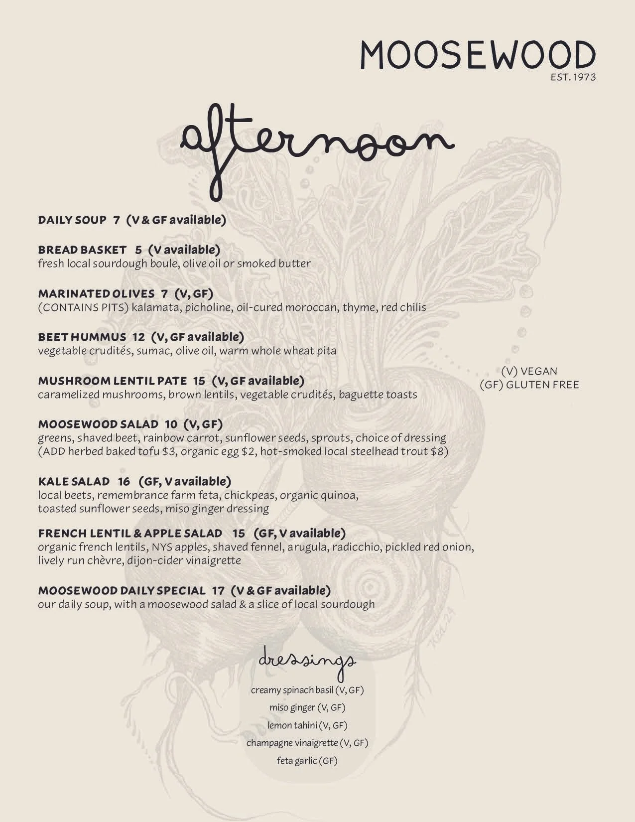 Menu — Moosewood Restaurant