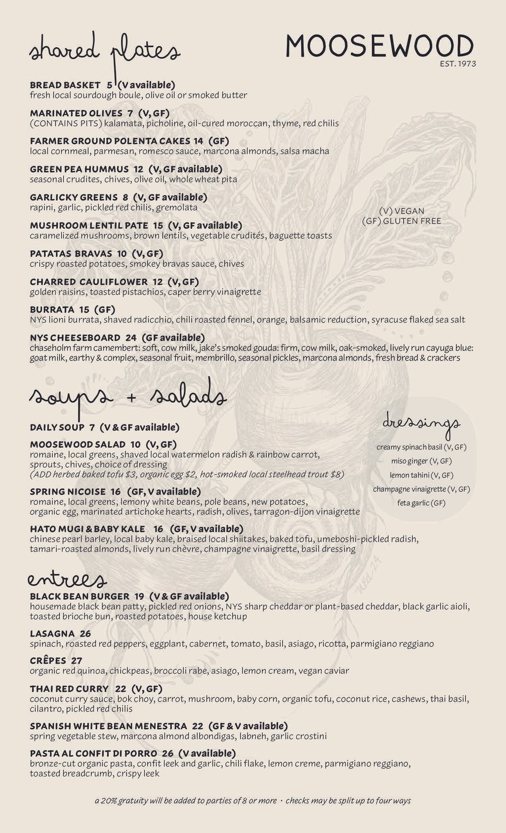 Menu — Moosewood Restaurant