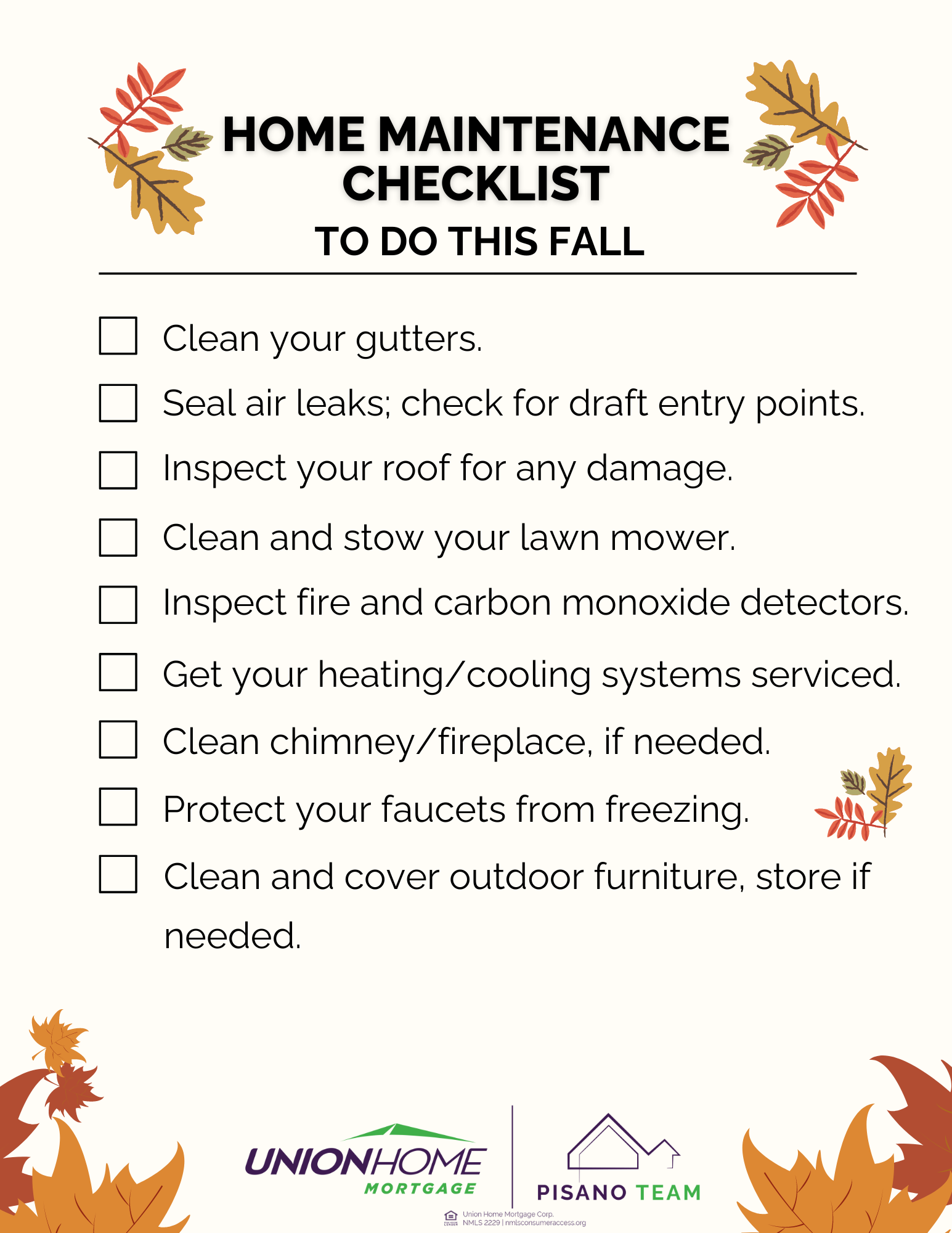 Fall Maintenance Checklist — Pisano Team